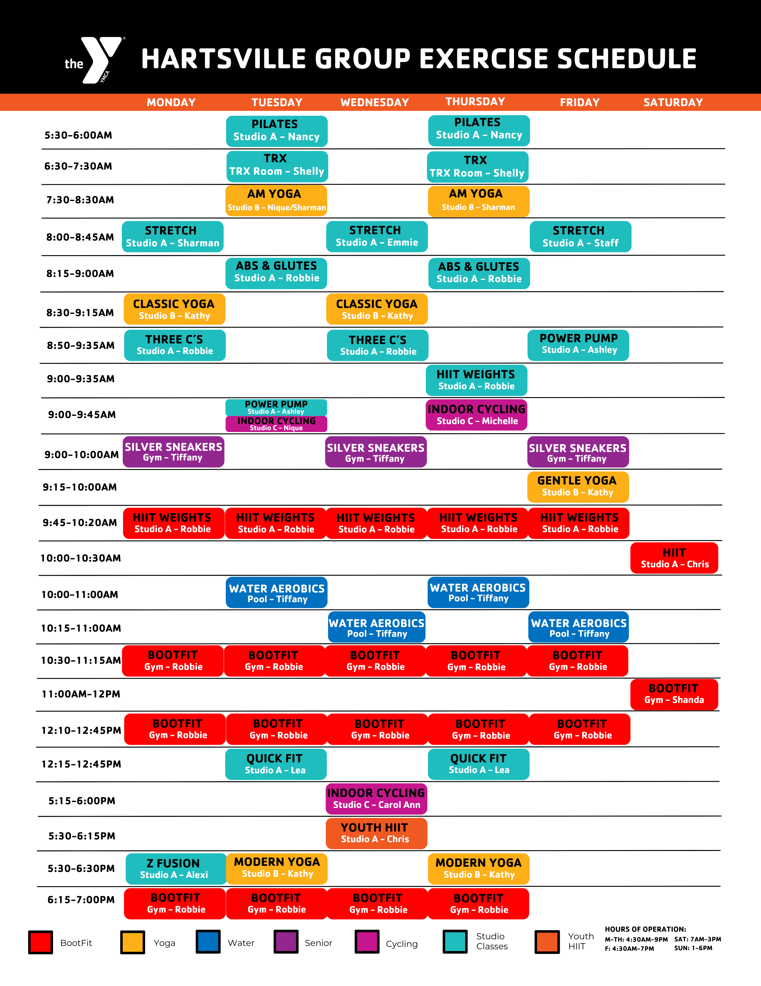 Group Exercise Schedule | YMCA of the Upper Pee Dee